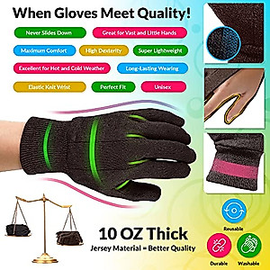 ABC Brown Jersey Gloves 10" Size, Pack of 24 Cotton Work Gloves with Elastic Knit Wrist, Polyester Breathable Gloves for Men and Women, Industrial Gloves for Construction Works, Gardening Gloves