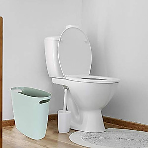 ZOEYES 3 Pack Slim Plastic Trash Can Wastebasket 3.5 Gallon Large Garbage Bin with Handles for Bathroom, Kitchen, Home Office, Dorm, Kids Room, Green