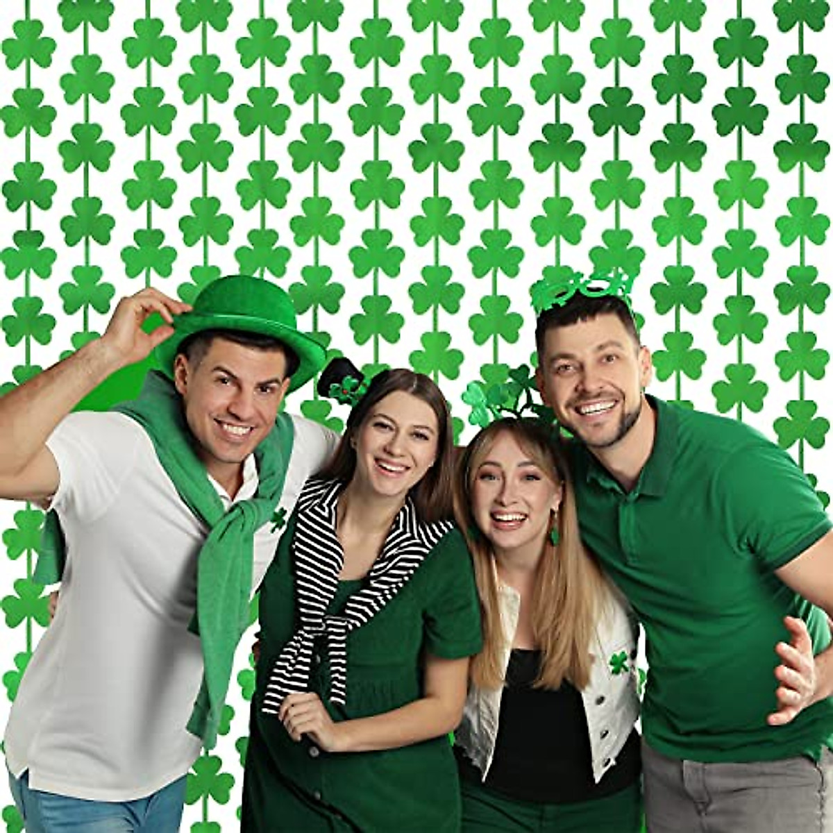 LOLStar 3 Pack St. Patrick's Day Foil Fringe Curtains Lucky St Patricks Day Party Decorations 3.3 x 6.6 ft Shamrock Tinsel Curtain Photo Prop Backdrop Streamer Backdrop for Irish Party Decoration