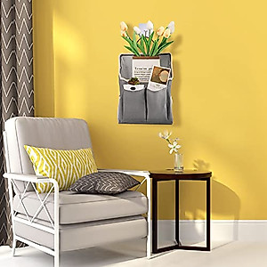 FJZZ Wall Hanging Storage Bag with Pockets, Upgrade Large Multifunctional Linen Cotton Wall Mounted Sundries Organizer for Hanging in Entryway, Dormitory, Bedroom, Bathroom- Sticky Hook Included