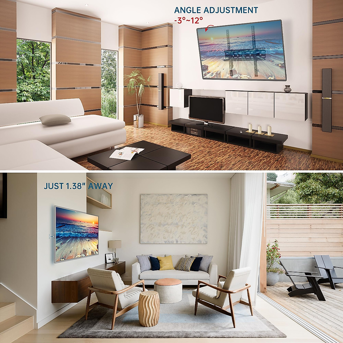 OKURMOUNT TV Wall Mounts, TV Mount 65 Inch, Tilting TV Mounting Bracket Adjustable for 32-65 Inch TV Wall Mount with Quick Release Lock, Low Profile Wall Mount TV Bracket Max VESA 400x400mm, 115lbs