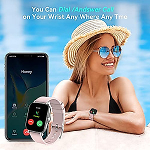 Smart Watches for Women (Answer/Make Call),IP68 Waterproof Smartwatch with Call and Text 1.7" Fitness Tracker for Android iOS Phones Health Watch with Sleep Tracker Sports Watch with Step Counter GPS