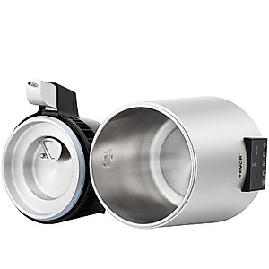 VEVOR 1.1Gal Water Distiller, 0.4Gal/H, Distilled Water Maker Machine 1750W 0-99H Timing Dual Temp Display, 304 Stainless Steel Countertop Distiller Glass Carafe Cleaning Powder 3 Carbon Packs, Silver