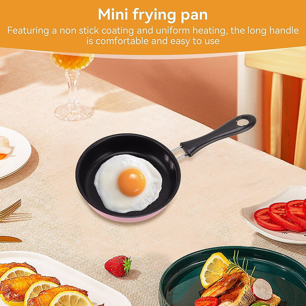 Mini Nonstick Frying Pan, 4.7in Mini Frying Pan Stainless Steel Omelette Pan Round Egg Pan Small Pan for Cooking Small Frying Pan Single Serve Frying Pan Skillet for Eggs Pancakes(pink)