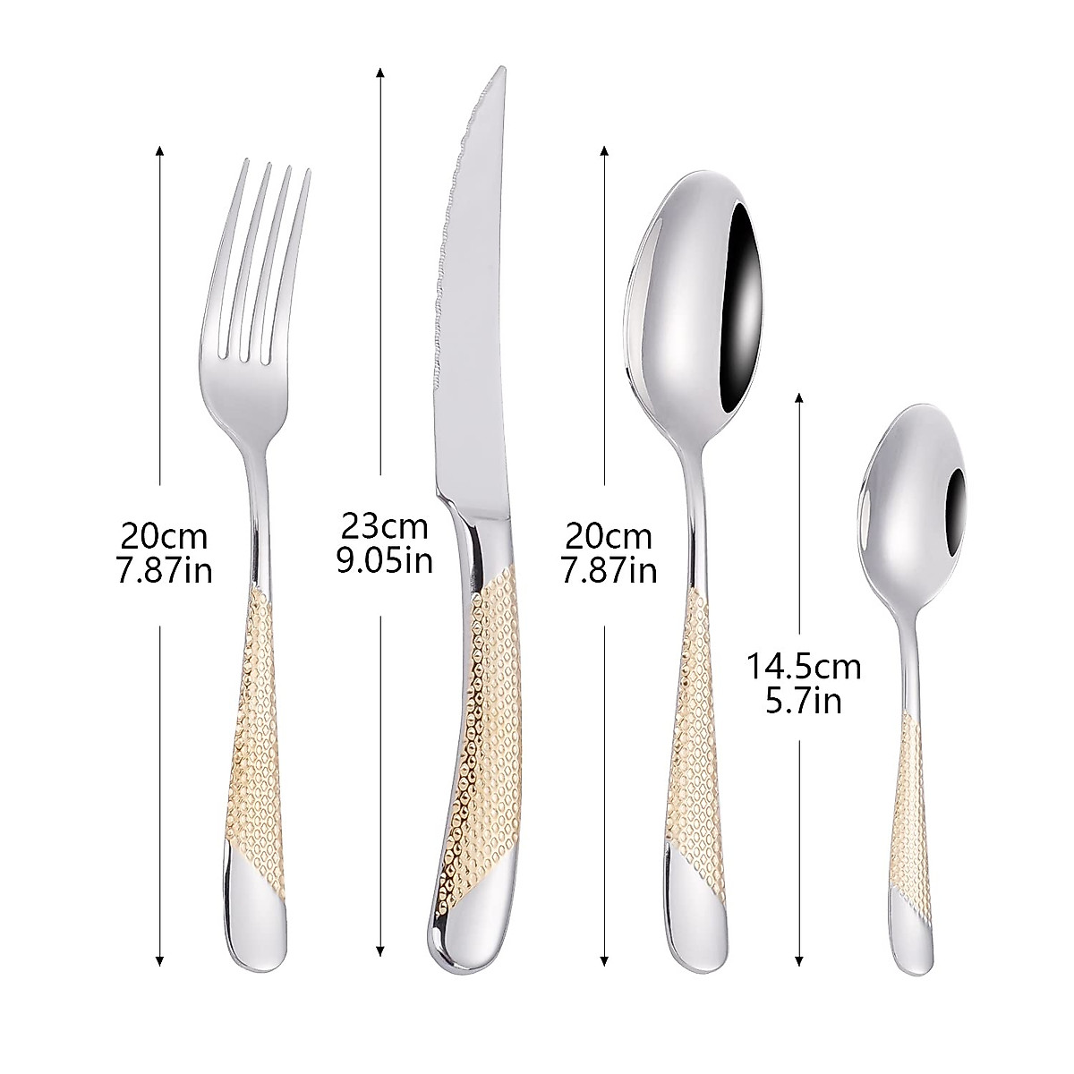 Zerophilo 16 Piece Silverware Set,Stainless Steel Flatware Set Spoon and Fork Set for 4,Kitchen Utensil Cutlery Set Mirror Finish Dishwasher Safe Gift Package (gold)