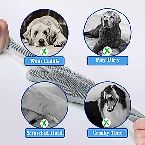 1TO3GO Pet Grooming Gloves Pet Hair Remover Cat, Dog Washing Gloves Silicone Heat Resistant Cleaning Gloves with High-Density Teeth Grooming Gloves for Dogs, Cats, Horses, Rabbits (1 Pair - Gray)