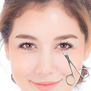 Facial Hair Small Grooming Scissors for Men Women-Curved and Rounded Nose Hair, Eyebrow, Mustache, Eyelashes, Beard Trimming Scissors Kit-Safety Blunt Tip Baby Nail Scissors with Eyebrow Tweezers Set