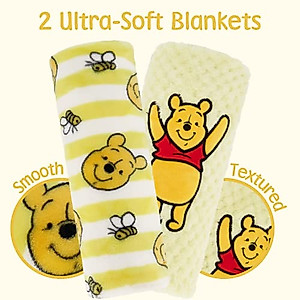 Disney 2-Pack Baby Blanket for Infants and Newborns, Plush Textured Fleece Winnie The Pooh Blanket, Perfect Unisex Gift for Toddlers