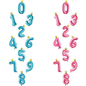 Digit Five Balloon Pink Crown Balloon 5 Year Old Sign Decor, Number 5 Foil Balloon 5th Birthday Balloon Decorations 5 Number Balloons for Wedding Bridal Shower Engagement Photo Shoot Anniversary