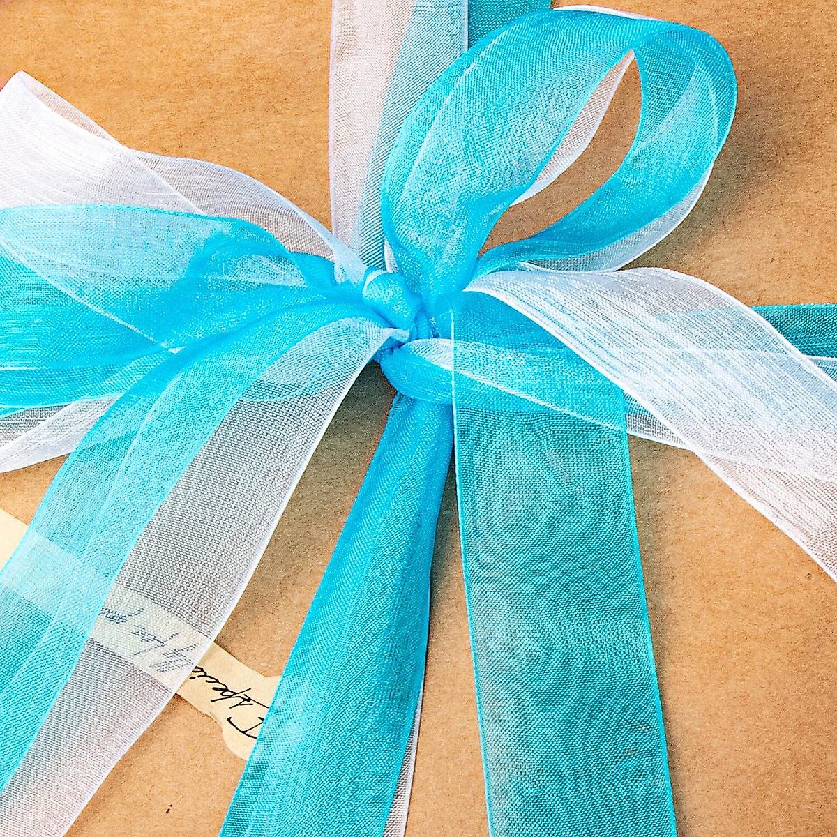 SOFIRE 6 Roll 1 Inch Wide Blue Organza Ribbon Christmas Ribbon Sheer Chiffon Ribbon for Gift Wrapping(Blue)