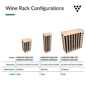 Wine Racks America Living Series Table Top Wine Rack - Durable and Modular Wine Storage System, Redwood Unstained - Holds 48 Bottles