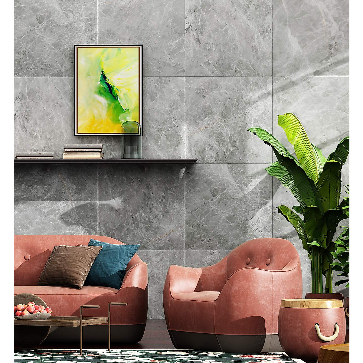 Livelynine 16-Tiles Marble Grey Peel and Stick Floor Tile Stickers 12X12 Inch Vinyl Flooring Peel and Stick Waterproof Self Adhesive Floor Tiles for Bathroom Bedroom Kitchen Flooring Laminate