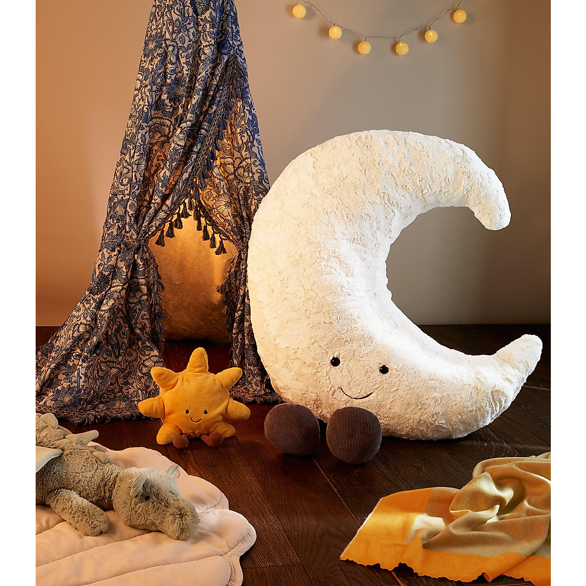 EASELR WeightedPlush 14" Moon Plush Toy Cute Smile Funny Moon Sunshine Stuffed Animals Pillow Moon Shape Soft Plushie for Gifts for Kids Birthday