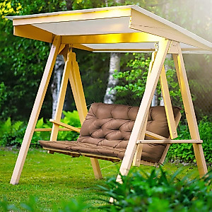 Matalde Outdoor Swing Cushions Swing Cushions 3 Seater Replacement with Backrest and Straps Waterproof Thicken 3" Outdoor Swing Cushions for Patio Garden Furniture Terrace-60x40 inches,Dark Brown