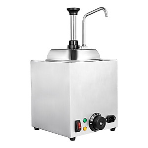 Cheese Warmer with Pump, 2.6Qt Nacho Cheese Warmer, 650W Hot Fudge Warmer with Pump 30-110℃ Temp Adjustable, Stainless Steel Hot Cheese Dispenser for Salad Jam Seasoning Sauce