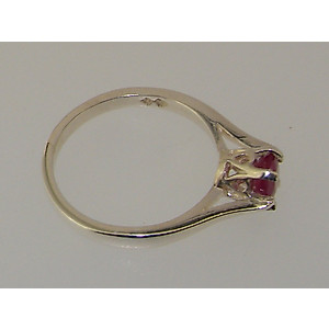 925 Sterling Silver Natural Ruby Womens Solitaire Ring - Sizes 4 to 12 Available