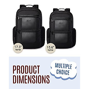 LIGHT FLIGHT Work Backpack Men, 17.3 Inch Business Smart Backpack, Water Resistant Laptop Backpack with USB Charging hole, Black