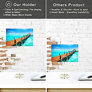 KIMOBER 10PCS 8.75" Tall Table Number Holders, Round Place Card Holder,Tabletop Memo Note Stand Picture Photo Picks Card Clips for Wedding Birthday Party(Gold)