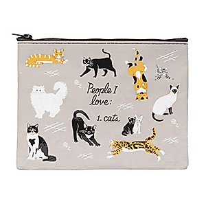 Blue Q Zipper Pouch, People I Love: Cats. Great for organizing larger bags. Features a chunky sturdy zipper, easy-to-wipe-clean, made from 95% recycled material, 7.25"h x 9.5"w