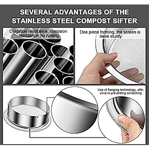 Bonsai Soil Sifter Set for Gardening - Soil Sieve with 5 Interchangeable Mesh ( 1mm, 3mm, 5mm, 7mm, 9mm), Garden Sifting Screen for Dirt, Sand, Rock, Filtration, Compost and Bonsai