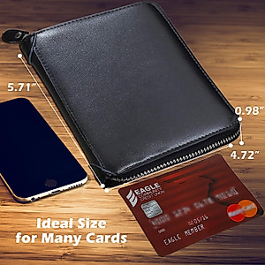 Large Credit Card Holder Wallet Genuine Leather Passport Holder 42 Card Slots (Black)