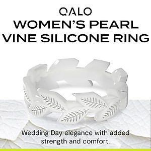 QALO Silicone Ring for Women, Pearl Vine (Size 7) - Breathable & Durable Silicone Wedding Bands - Comfort Fit Silicone Wedding Rings - Rubber Engagement Rings for Her