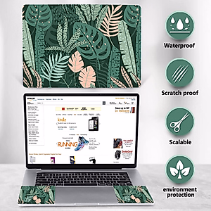 AIMSA Laptop Skin Sticker Decal, 12 13 13.3 14 15 15.4 15.6 inch Laptop Art Decal Protector Notebook Netbook PC 15.6" Universal Vinyl Cover, Pink Green Leaves