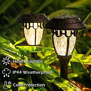 LeiDrail Solar Pathway Lights Outdoor 8 Pack Solar Walkway Lights Decorative Pathway Lights Solar Powered Waterproof Warm White Landscape Lighting for Yard Lawn Garden Sidewalk