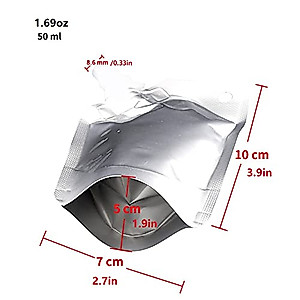 NATX 20Pcs 1.69oz (50ml) Oblique Aluminum Foil Plastic Spout Bag Stand Up Packaging Pouches Liquid Bag Portable Smoothie Bag Heavy Duty Juice Water Bag Milk Bags Clear Gray