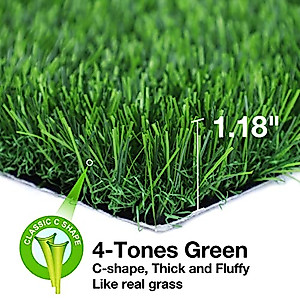 GLOBREEN Soft Artificial Grass Mat 36 x 24 Inch, Pet Friendly Fake Grass Turf Rug for Dogs, Patio, Doormat, Indoor Outdoor Greenery Decoration, High Drainage