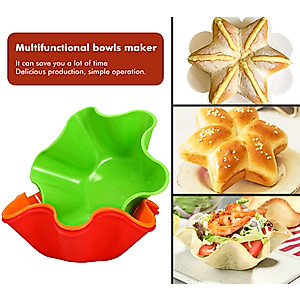 Koluti Nonstick Silicone Tortilla Shell Maker Set of 3, Colorful Taco Salad Bowl Mold, Baking Pan Tostada Baker for Kitchen, Microwave & Dishwasher & Oven Safe (Red Orange Green)