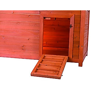 TRIXIE Natura Duck Coop with Ramp, Pull-Out Tub, Hinged Roof, Brown, 36x30x27