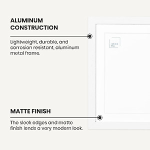 Opposite Wall Aluminium Metal Picture Frame, 16x20 in. | 41x51 cm White Sleek Matte, Lightweight, Shatterproof and Durable, Perfectly Crafted for Picture, Poster, Photo and Collage Displays