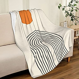 Abstract Modern Throw Blanket Minimalist Simple Mid Century Sun Boho Aesthetic Soft Warm Bed Bedding Women Blankets for Couch Bedroom Sofa Office, Cozy Flannel Plush Blanket Gifts, 70 X 50 Inch