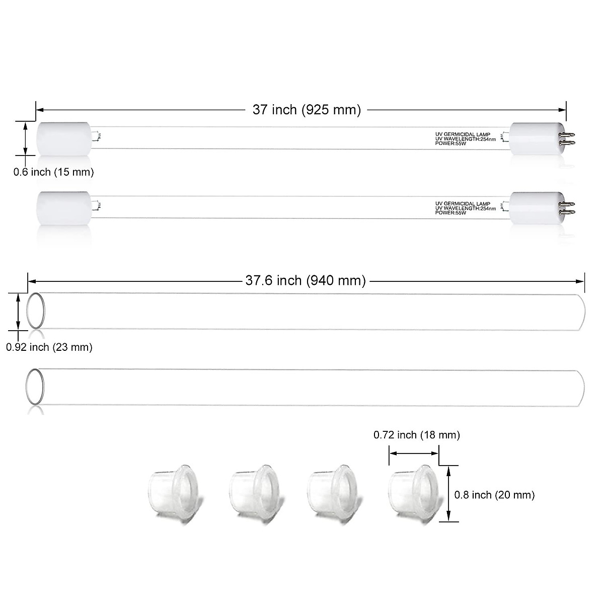 Replacement Set for Geekpure 12 GPM UV Water Filter– Pack of 8