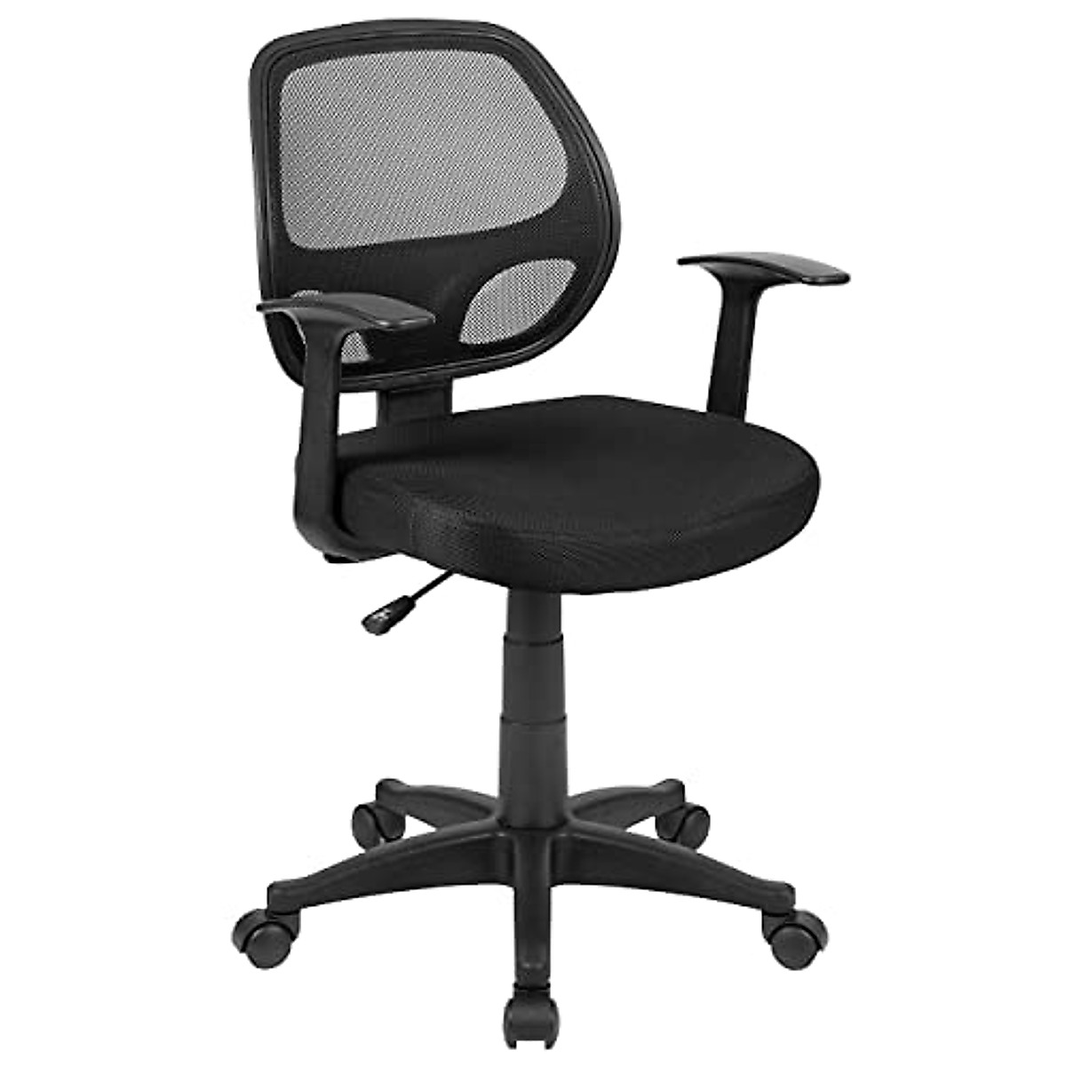Flash Furniture Mallard Mid-Back Black Mesh Swivel Ergonomic Task Office Chair with T-Arms - Desk Chair