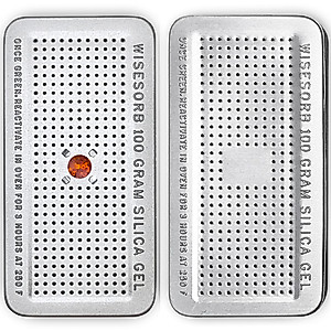 Wisesorb 100 Gram 3 Pack Indicating Silica Gel Canister, Gun Safe Dehumidifier (Orange to Green), Reusable Desiccant Canister Dehumidifier