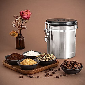 Mixpresso 16Oz Coffee Canister, Stainless Steel Airtight Coffee Container, Ground Coffee Bean Storage with Date Tracker, Vacuum Sealed Espresso Airtight Container, Coffee Jar, Sugar Container