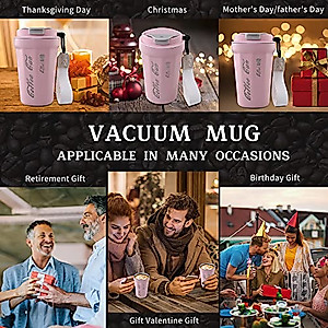 AIWENXIE Coffee Tumbler, Vacuum Insulated Coffee Travel Mug Spill Proof With Leakproof Lid,14 OZ Stainless Steel Water Bottles,For Keep Hot/Ice Coffee,Tea and Beer(pink)