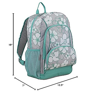 Eastsport Laptop Backpack, Multipurpose Casual Daypack, Triple Compartments Bookbag for College, Hiking, Work, 18 Inches, Blue Flowers