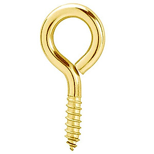 Axe Sickle 1 Inch Screw Eyes Metal Eye Hooks Small Eyelet Screws, Gold 50 Pcs