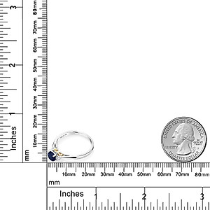 Gem Stone King 925 Sterling Silver and 10K Yellow Gold Blue Sapphire and White Lab Grown Diamond Engagement Ring For Women (0.64 Cttw, Gemstone September Birthstone, Available in size 5, 6, 7, 8, 9)