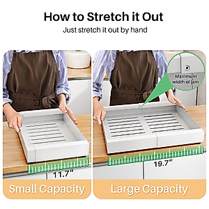 Expandable Pull out Cabinet Organizer -21" Deep Adhesive Slide out Shelf, 1PC Adjustable Sliding Peel and Stick Pull Out Drawers No Drill Roll Out Shelf for Home Bathroom Pantry Base Organization