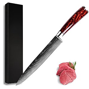 SHOKUNIN USA Ultra Sharp Premium 8-inch Stainless Steel Carving Knife - Ergonomic Design - Best for Slicing Roasts, Meats, Fruits and Vegetables - Multipurpose Knife - (8" Carving Knife)