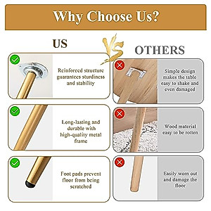 danpinera Round Side Table, Metal Legged Accent Table with Wooden Tray, Small Round End Table for Living Room, Bedroom, Nursery, White & Gold