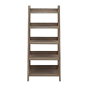 Tracey Greywash Wooden Five Shelf Ladder Bookcase by Linon