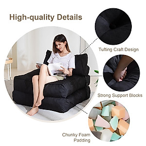 YOSHOOT Folding Couch Sofa Bed, Convertible Sleeper Chairs with Back Support, Foldable Couch Futon Mattress with Pillow, Portable Fold Out Chair Bed Floor Mattress Floor Couch for Living Room