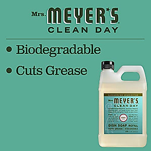 MRS. MEYER'S CLEAN DAY Liquid Dish Soap Refill, Biodegradable Formula, Basil, 48 fl. oz