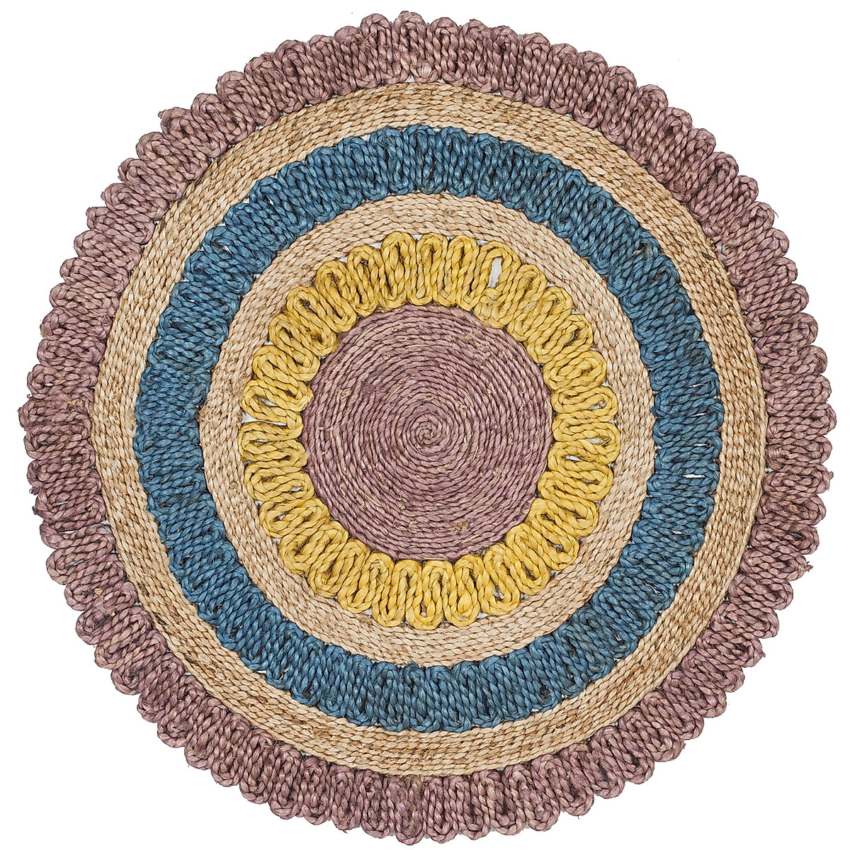 SAFAVIEH Natural Fiber Round Collection 3' Round Lavender / Multi NF201A Handmade Boho Charm Farmhouse Jute Area Rug