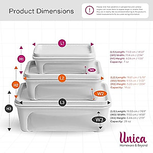 Unica Food Storage Containerwith Airtight Lid, Stackable Storage Boxes for Cereal, Snacks, BPA-Free, Microwave, Dishwasher & Freezer Safe, Set of 3, Blue, 7, 14, 18 oz, 4.5x4.5x2.51 in